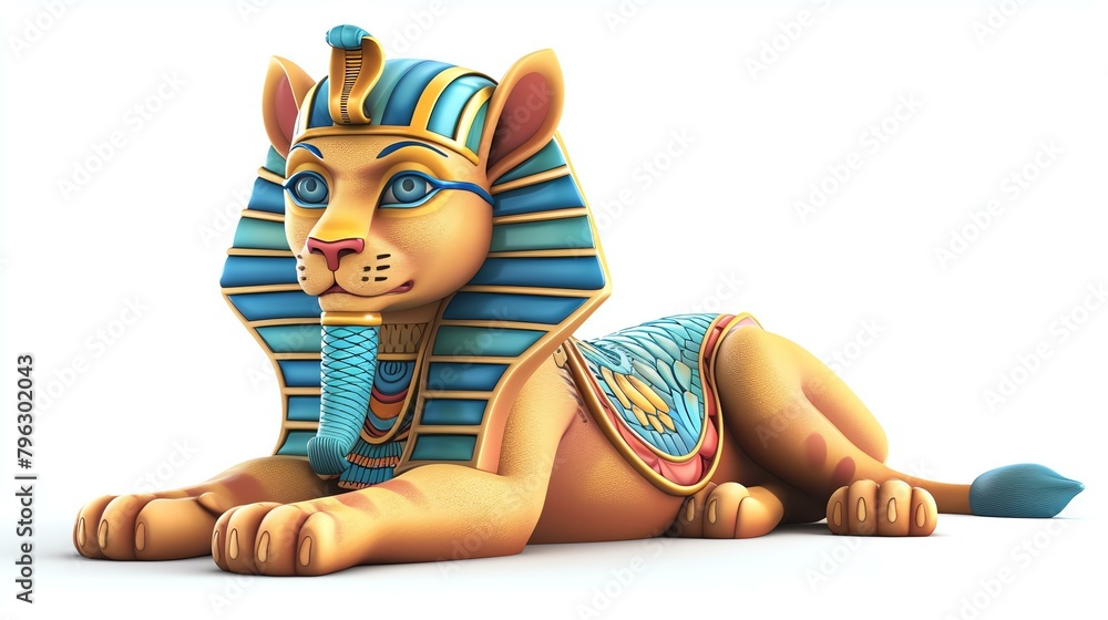 3D illustration of a cartoon Sphinx. The Sphinx is a mythical creature ...