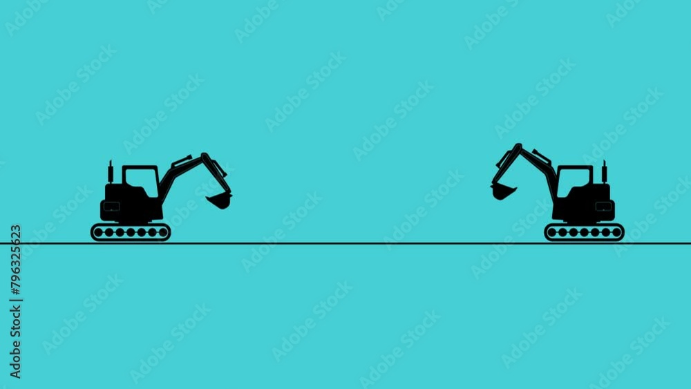Excavator working symbol. Heavy equipment excavator icon animation ...
