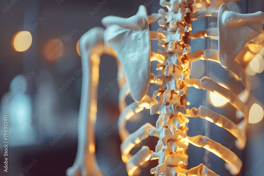 Glowing skeletal system displaying bones joints and spine for ...