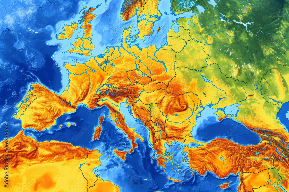 Satellite map illustrates the summer heat on the European continent ...