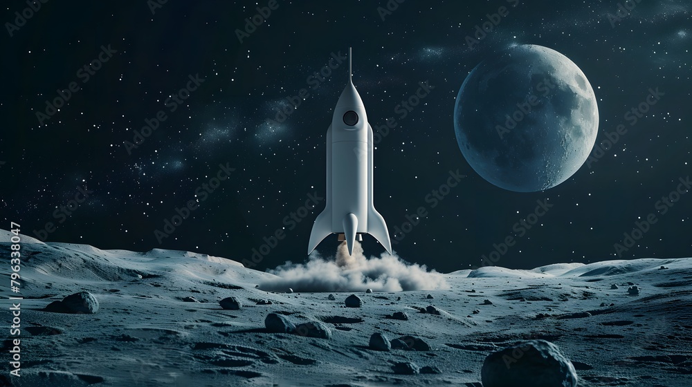 Space rocket takes off into space on a mission. Rocket concept taking ...