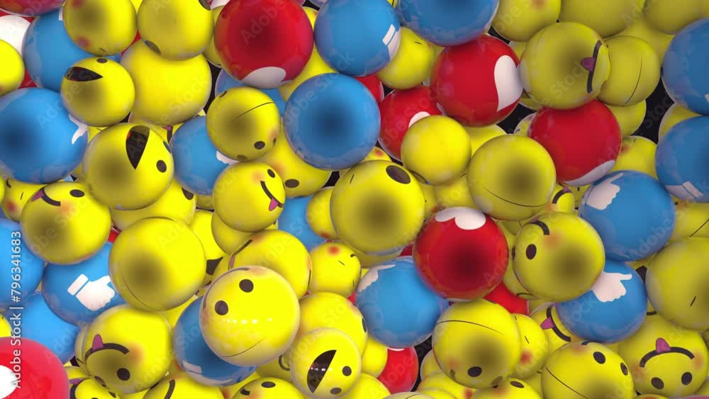 Emoji icon transition animated chat symbols emoticons fall down and ...