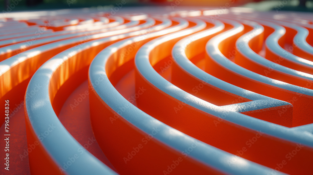 Orange pattern with simple labyrinth shapes, abstract background Stock ...
