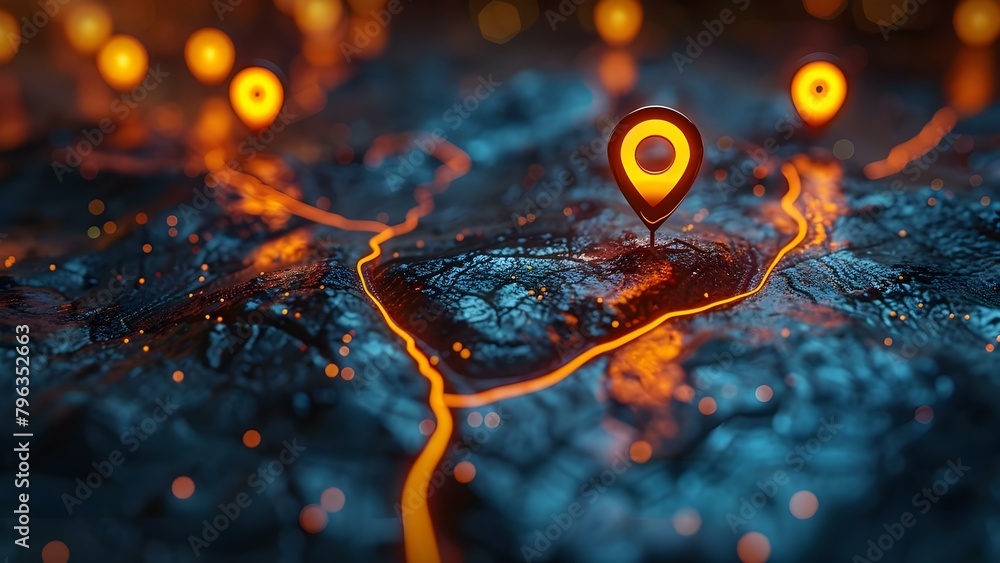 High-definition K animated GPS tracking map with dynamic markers ...