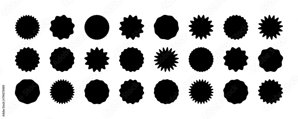 Zig zag Wavy Edge Circle Shapes Set. Vector Jagged Geometric Round ...