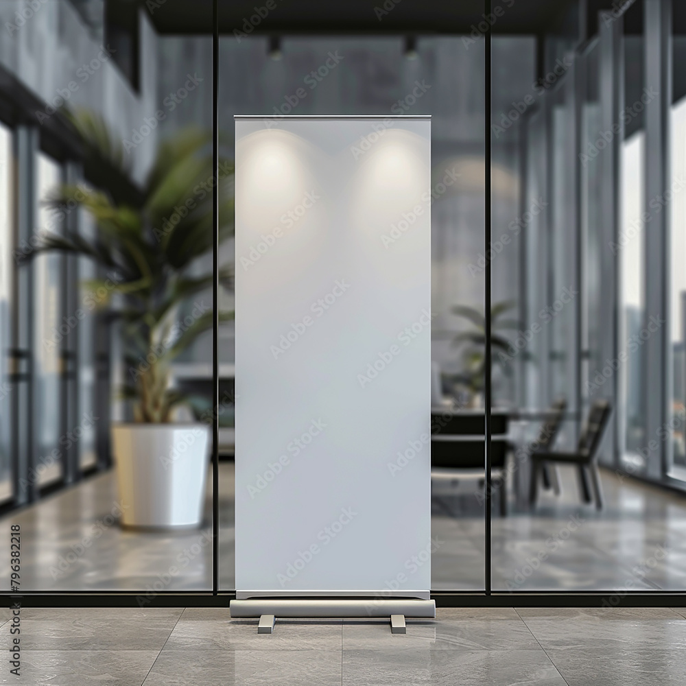 Rollup standee empty poster mockup generated.AI Stock Photo | Adobe Stock