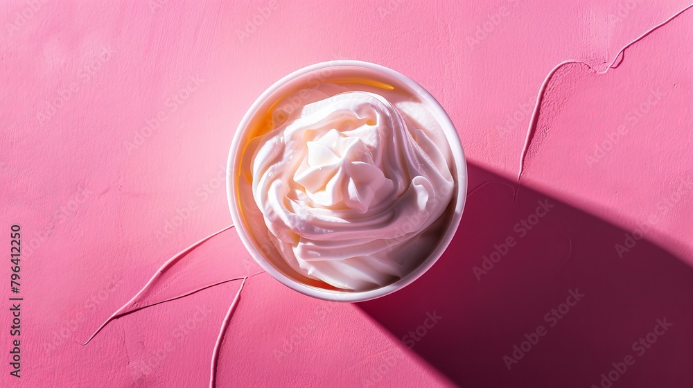 Healthy Greek yogurt from above, highlighting its creamy texture and ...