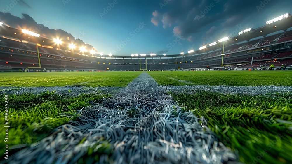 Global Sporting Events: Illuminated Green Football Fields in Stadiums ...