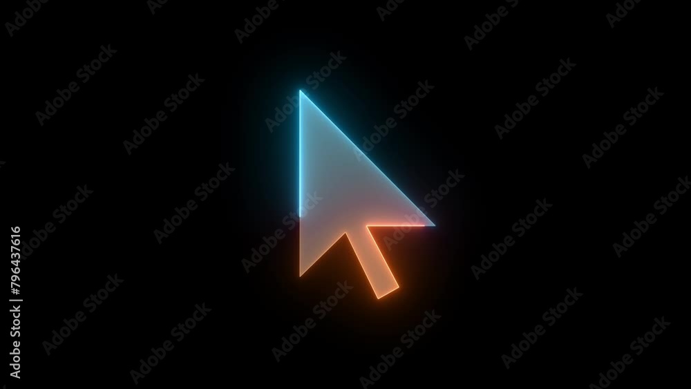 Neon mouse cursor arrow icon brown cyan color glowing animated black background Stock Video ...