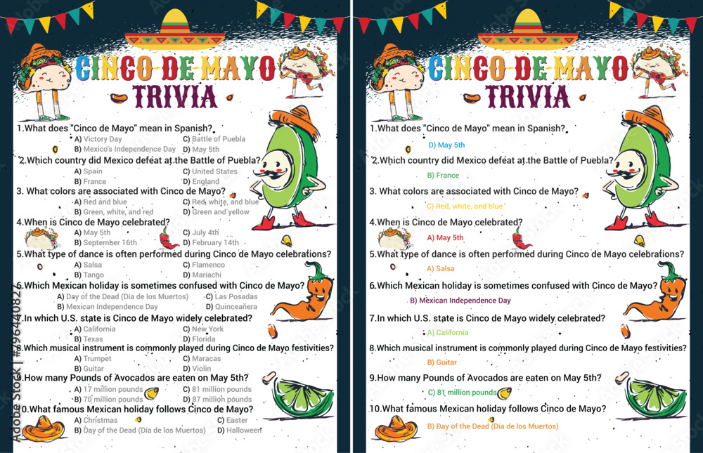 Cinco De Mayo 5th May Quiz Game Printable Cinco De Mayo Games For Kids ...