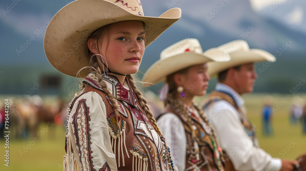 Cowboy dancers perform in distinctive costumes and Stetson hats at the ...