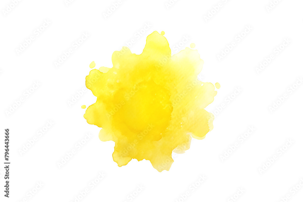 Yellow Watercolor Splash Isolated On Transparent Background. Abstract ...