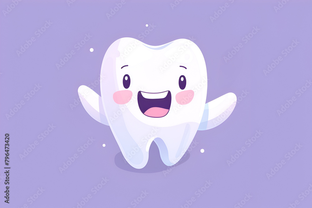 3D realistic happy tooth illustration. Cartoon dental character. Cute ...