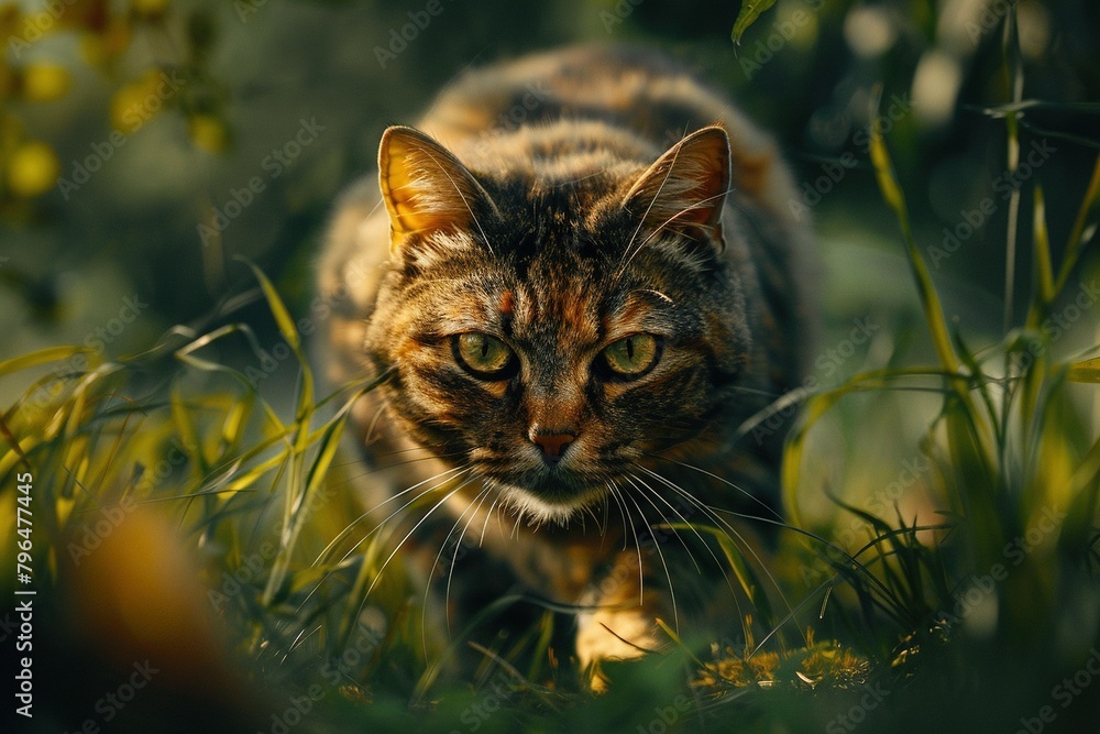 Action-packed editorial photography depicting a cat hunting, with a ...