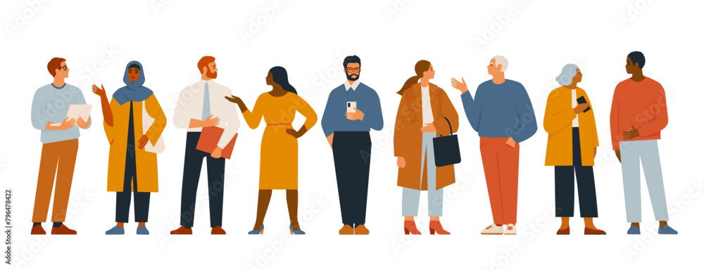 Business multinational team. Vector illustration of set diverse flat ...