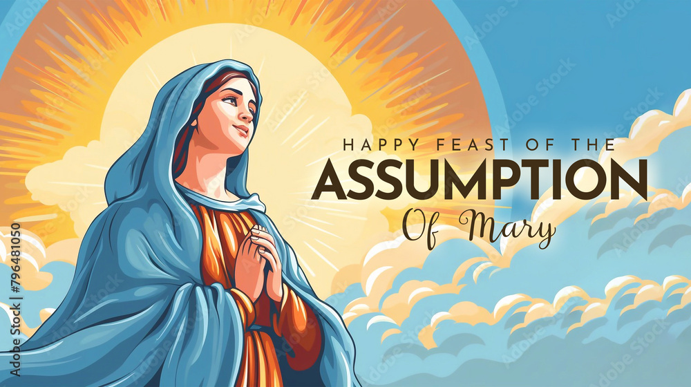 Photo Assumption of Mary Illustration with Feast of the Blessed Virgin ...