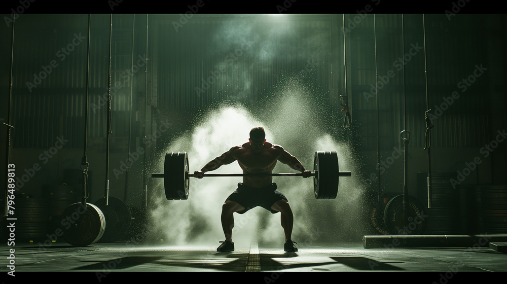 Powerful Weightlifting Moment: Capturing a Weightlifter in the Midst of ...