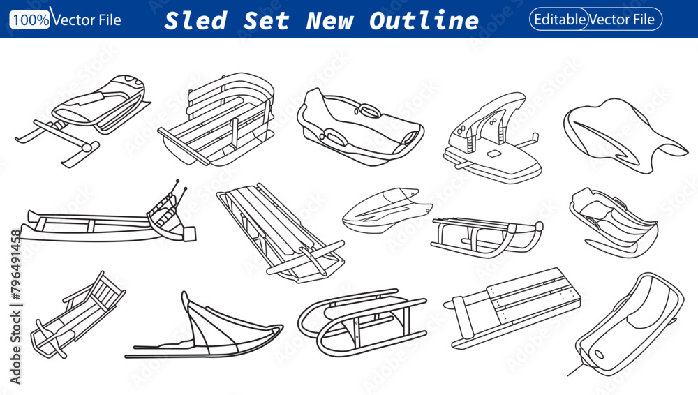 Sled vector. snowmobile trails logo design vector. Silhouette of Santa ...