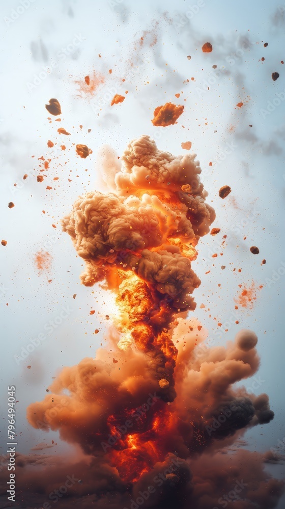 Massive Fireball: Nuclear Explosion Border on White Background ...