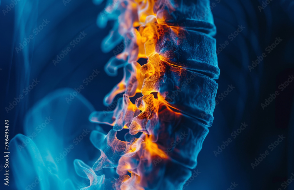 Spine, inflammation and back pain as nerve healthcare or vertebra ...