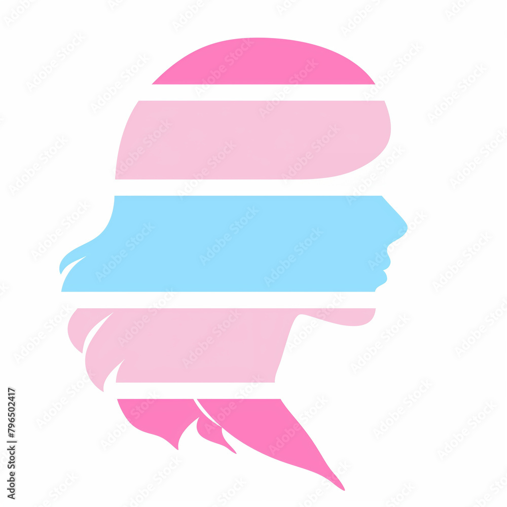 Transgender pride logo. Blue and pink, image on white background, cut ...