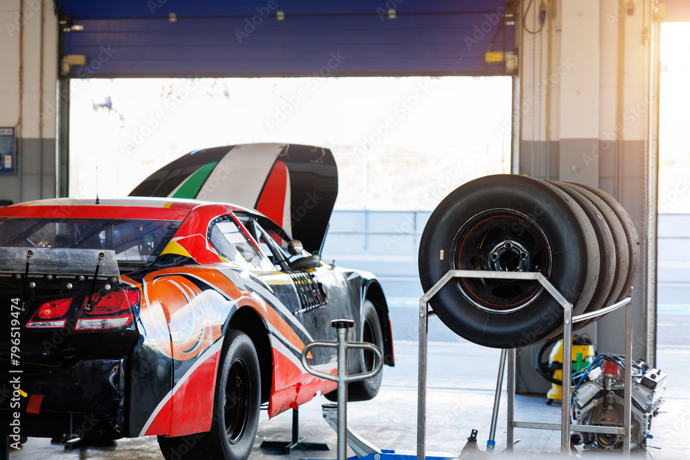 Back view Nascar Whelen euro series racing sportscar vehicle Motorsport ...