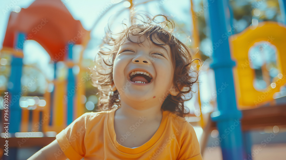 Playground Joy: Portrait of a Young Child Model in a Playful Outdoor ...