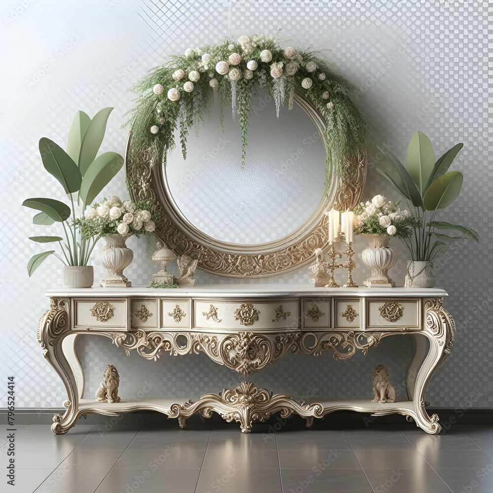 Stylish Old Elegant Fancy Ornate Opulent Wooden Accent Console Table ...