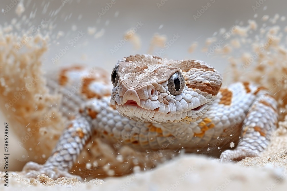 Sidewinder Rattlesnake: Moving across desert sand with characteristic ...