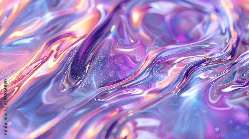 Swirls of metallic acrylic paint shimmer and shine, creating a ...