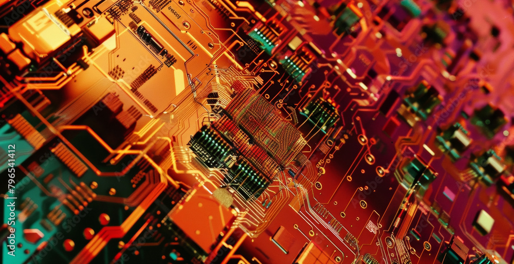 A detailed view of a thin film transistor its intricate circuitry ...