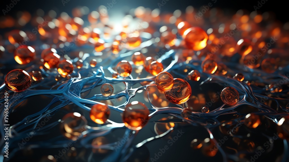 3d render of a glowing network of interconnected nodes and pathways ...