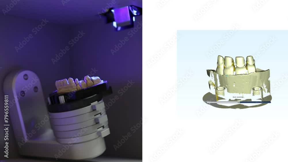 Dental 3d surface scanner in dental laoratory at work scanning a dental ...