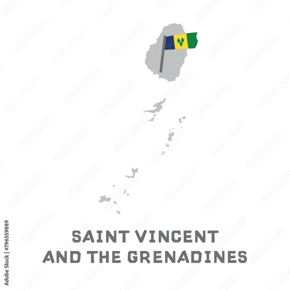 Saint vincent and the grenadines vector map illustration, country map ...
