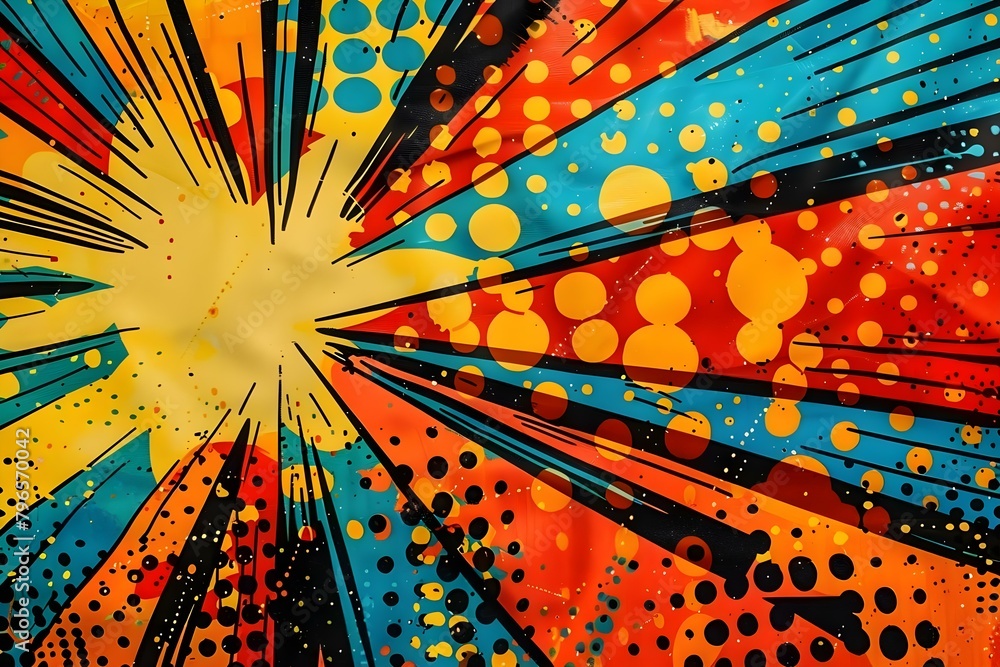 Energetic comic book action background with halftone dots for striking ...