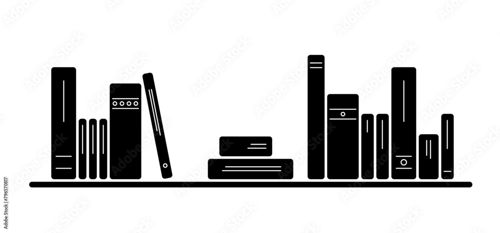 Cartoon book shelf, books pile. Library, shelves of books. Education ...