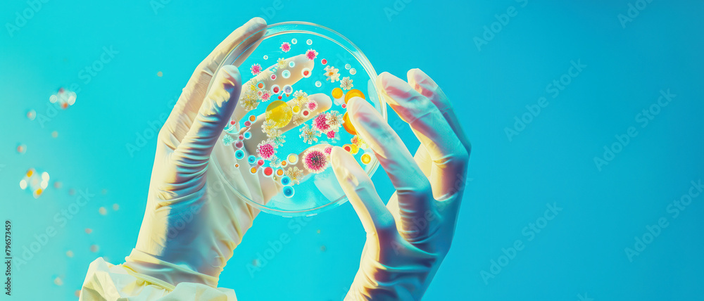 Petri dish with various bacteria cultures culture media with bacteria ...
