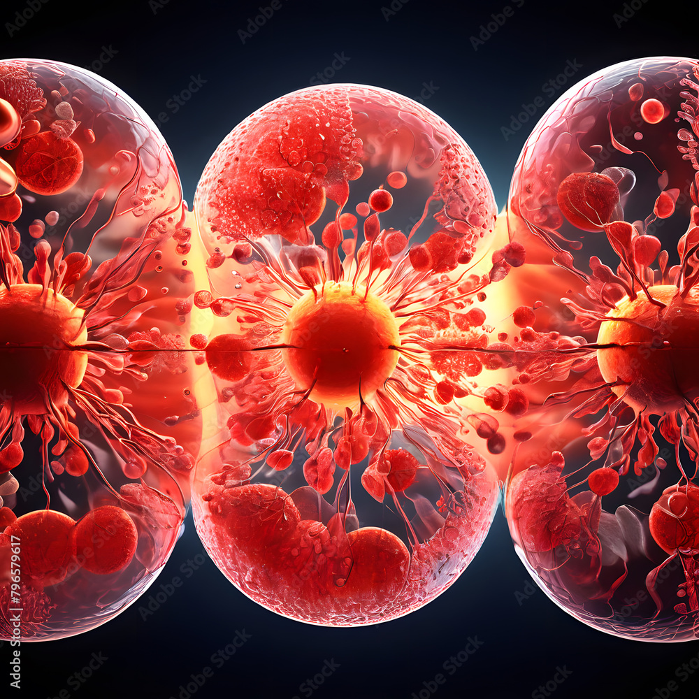 tiny cells during cell division, ai-generatet Stock Illustration ...