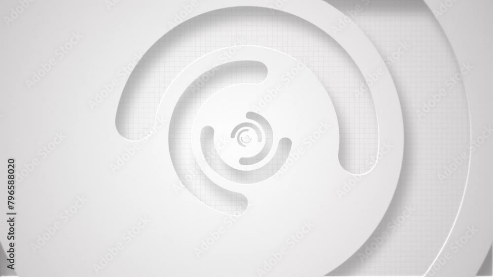 Elegant clean white abstract technology background with gently rotating ...