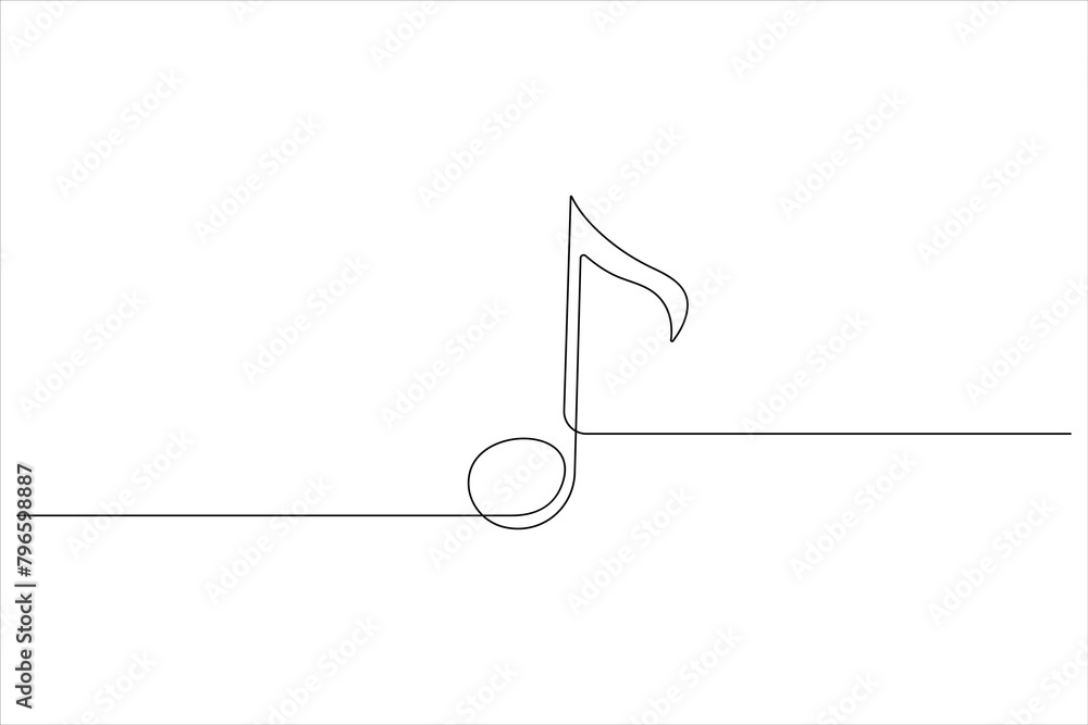 Continuous music notes one line art vector illustration of song sound ...