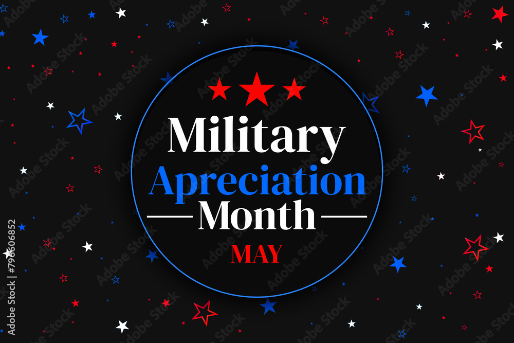 Military Appreciation Month Background design in circle style with text ...