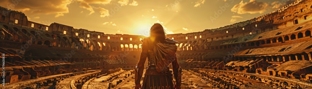 Back View of a Roman Soldier in the Colosseum - The back view of a ...