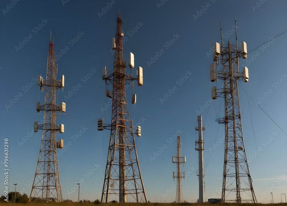 telecommunications tower of different mobile phone, radio and ...