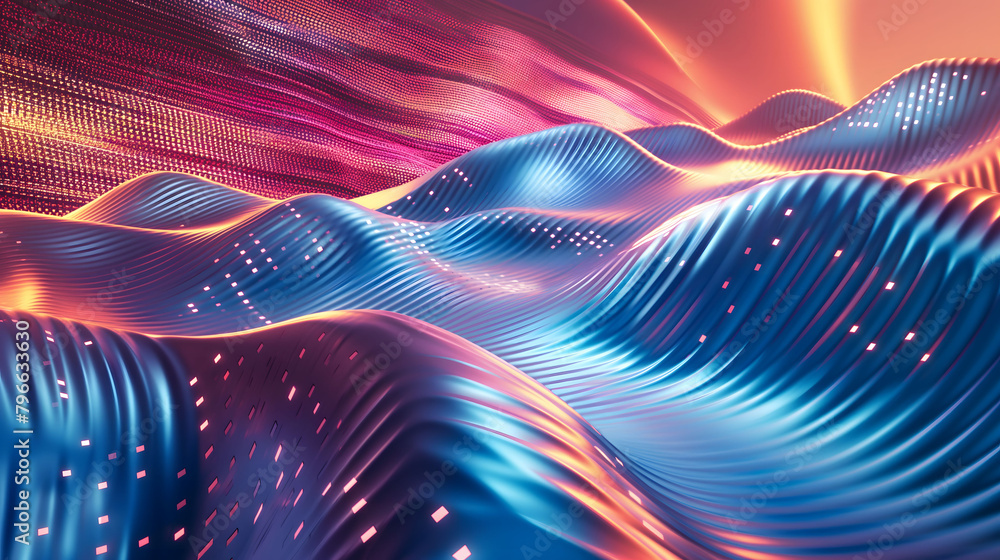 Vivid color glow wave shape. Abstract light lines create a dynamic ...