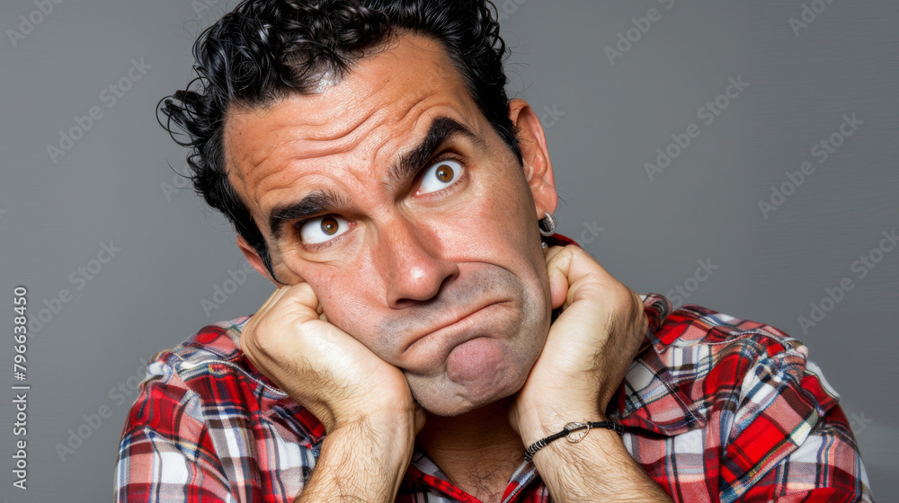 man with Regret: Eyes cloud, shoulders sag, haunted by what could've ...