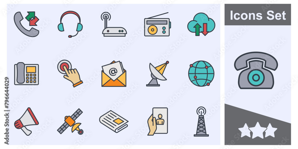 Communication Contact us concept icon set symbol collection, logo ...