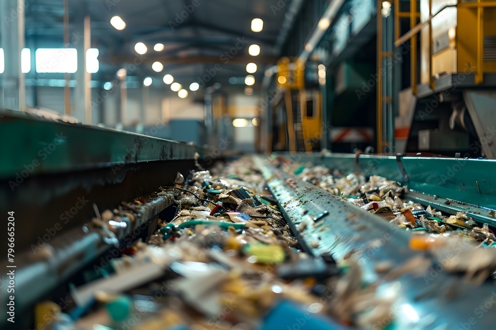 Electronic waste sorted by machines in a green technology recycling ...