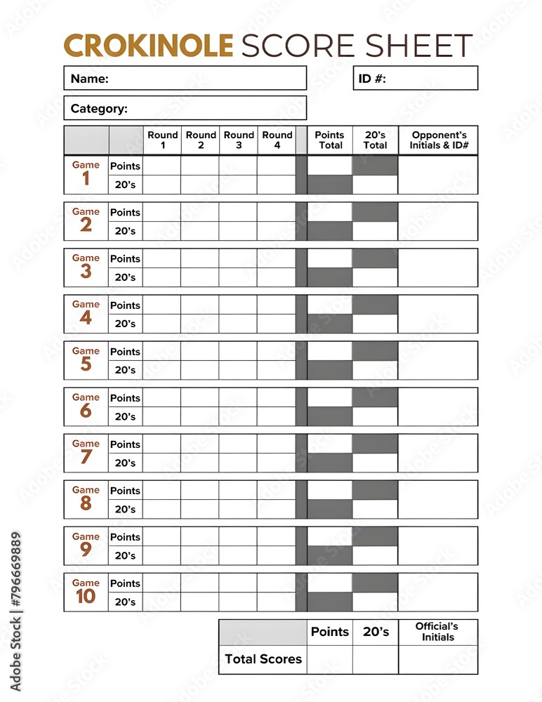 Crokinole Score Sheet Printable Instant Download PNG | Crokinole Score ...