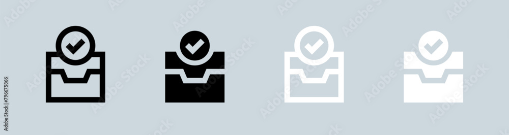 Direct message icon set in black and white. Inbox signs vector ...