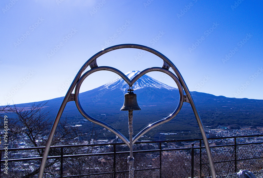 Bell at ropeway view point with Fujisan (Mount Fuji) background ...